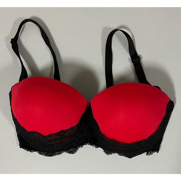 Intimates & Sleepwear | Red Black Lace Pushup Balconette Bra Bralette ...